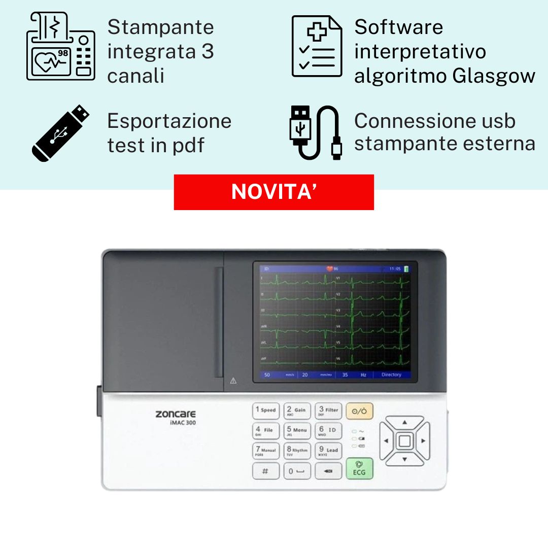 iMac300 Elettrocardiografo portatile interpretativo (Glasgow) a 12 der ...