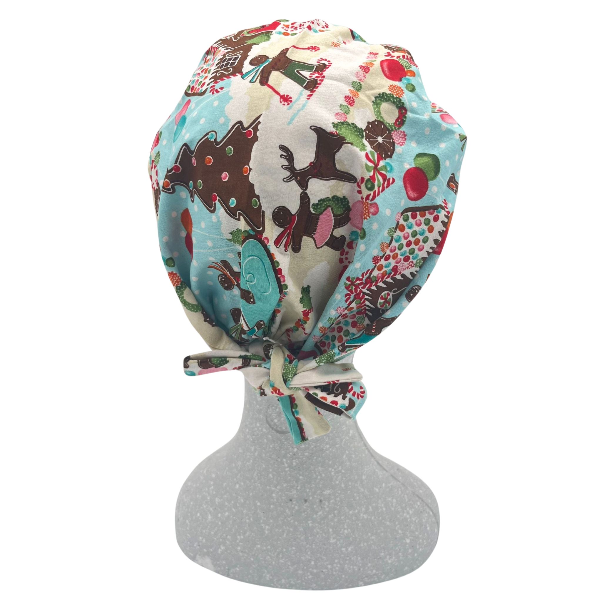 Cuffia chirurgica in cotone regolabile fantasia Natale Gingerbread ...