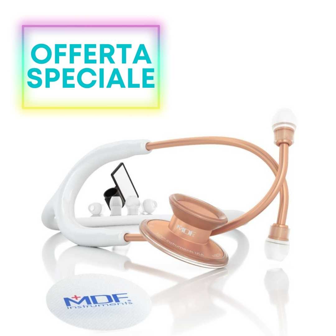 Acquista stetoscopio MDF Acoustica Stethoscope oro rosa e bianco con d ...